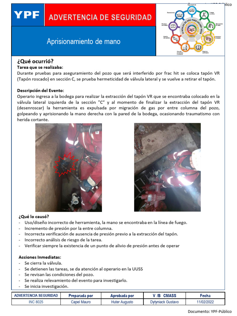 Advertencia EO - Aprisionamiento de Mano. Region Este VP NOC (1) | PDF