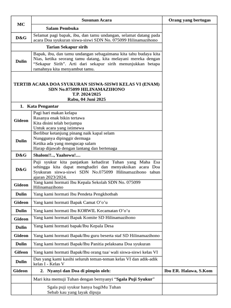 Tertib Acara Pelepasan Dan Pamitan | PDF