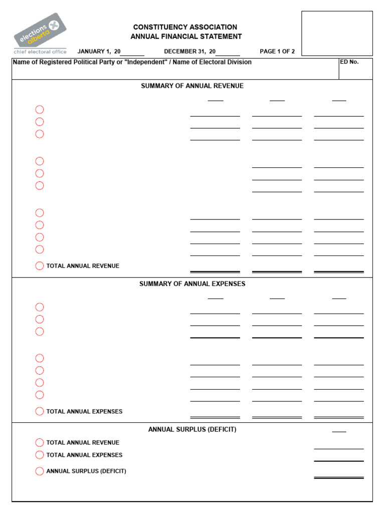 Annual Financial Statement for Constituency | PDF | Government Budget ...
