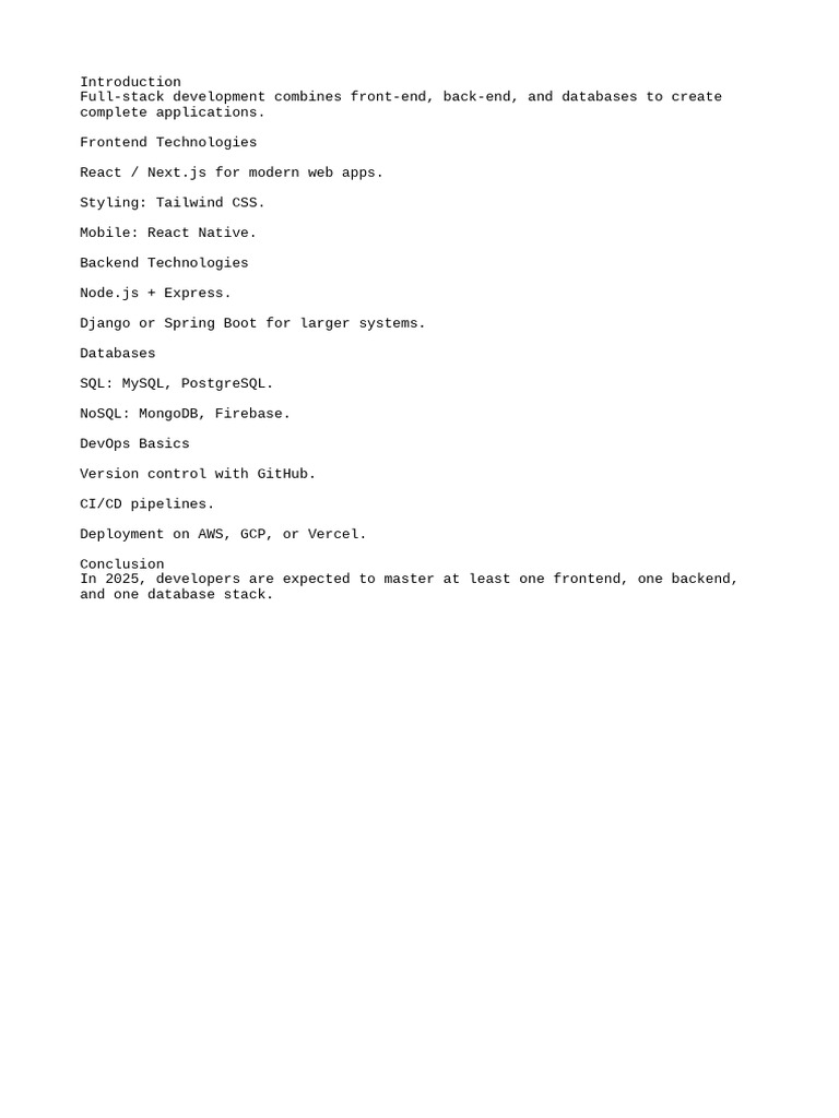 Text3-Mastro-30 Full-Stack Development Roadmap 2025 | PDF
