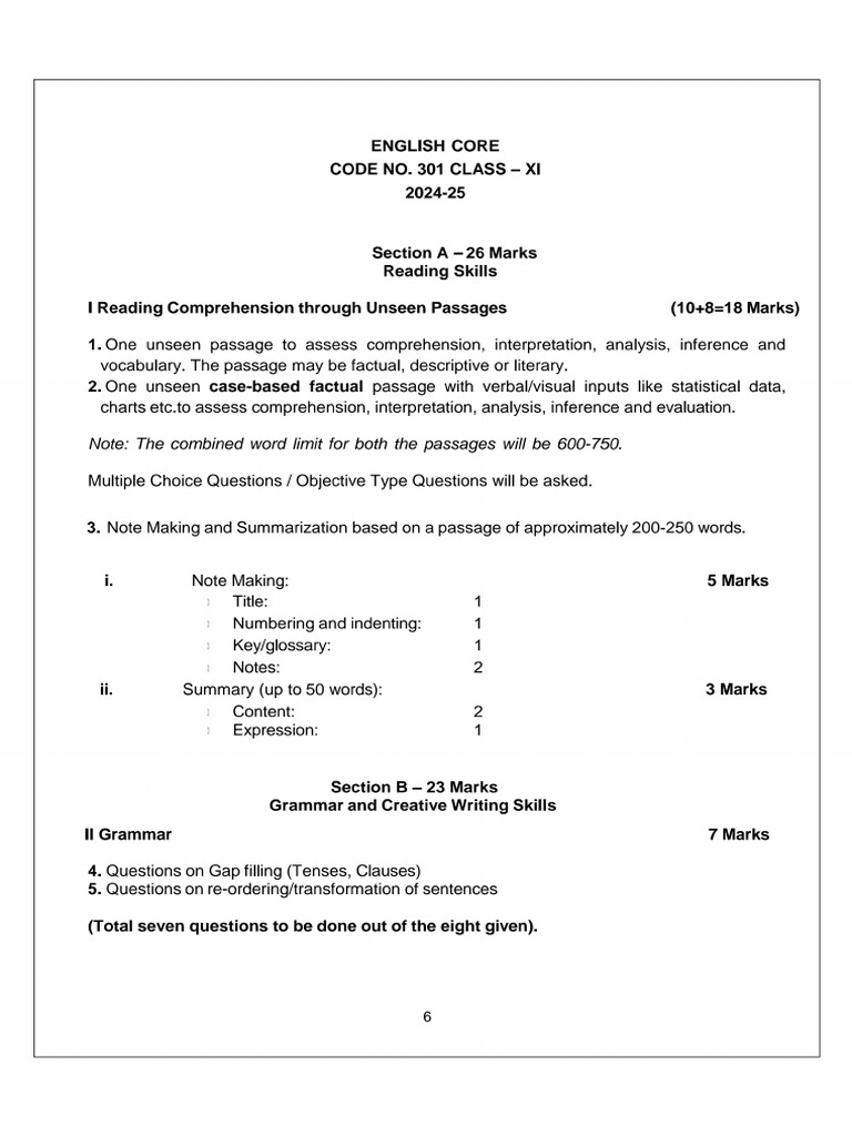 English Core SrSec 2024-25 | PDF