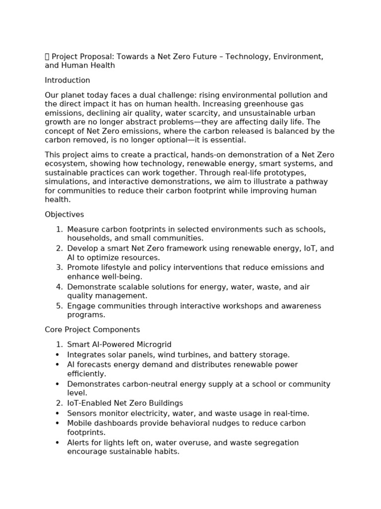 Net Zero Project Proposal | PDF | Sustainability | Air Pollution