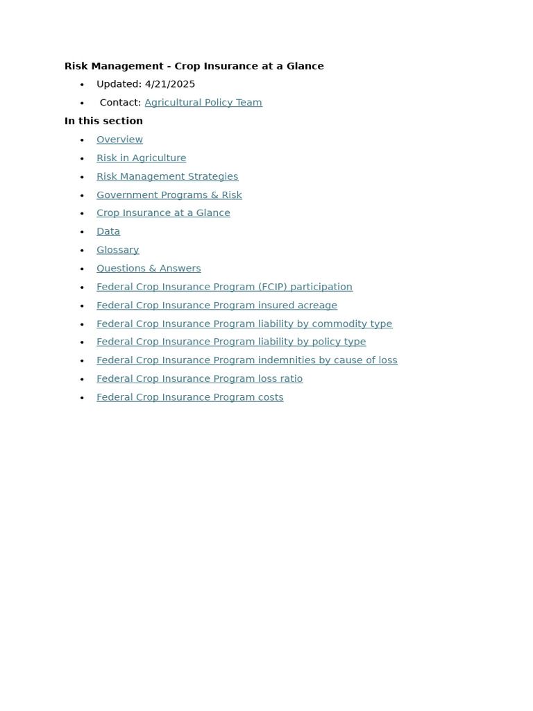 Crop Insurance Overview and Insights | PDF | Crop Insurance | Insurance