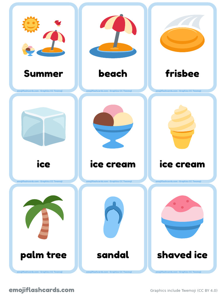 Us English Summer Small A4 Flashcards | PDF