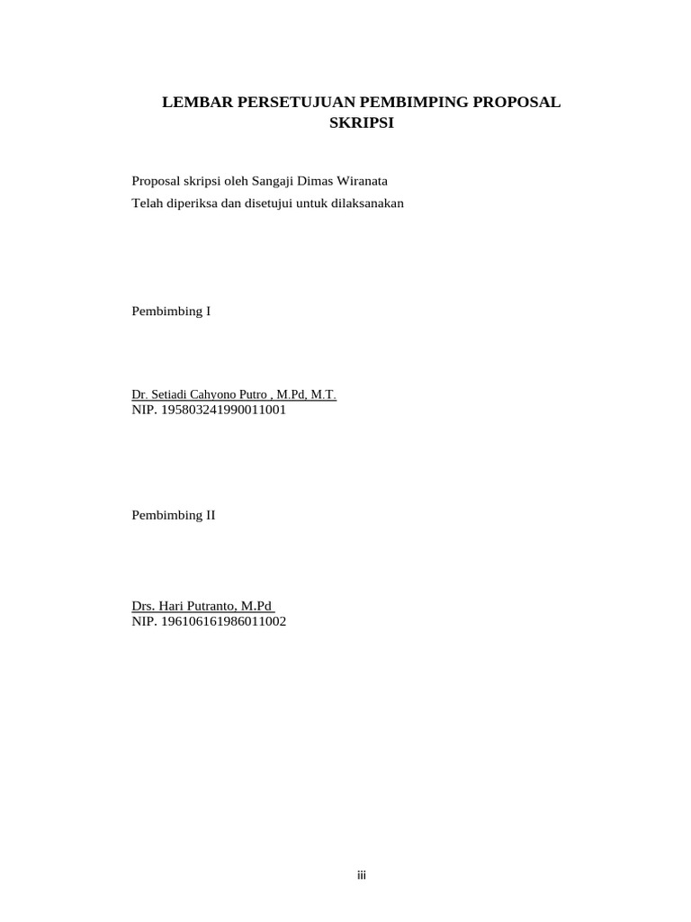 Lembar Persetujuan Proposal Skripsi | PDF