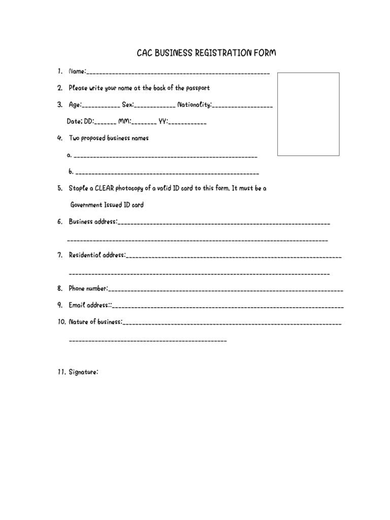 CAC Business Registration Form | PDF