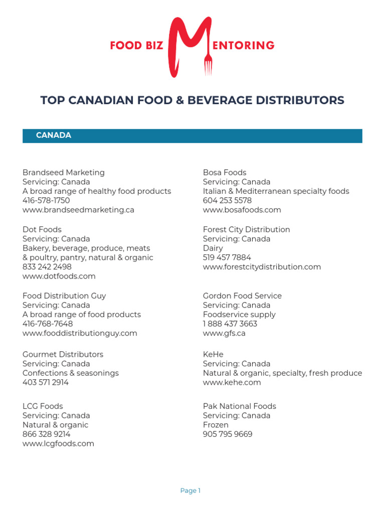 Food Beverage Distributors | PDF | Western Canada | Foods