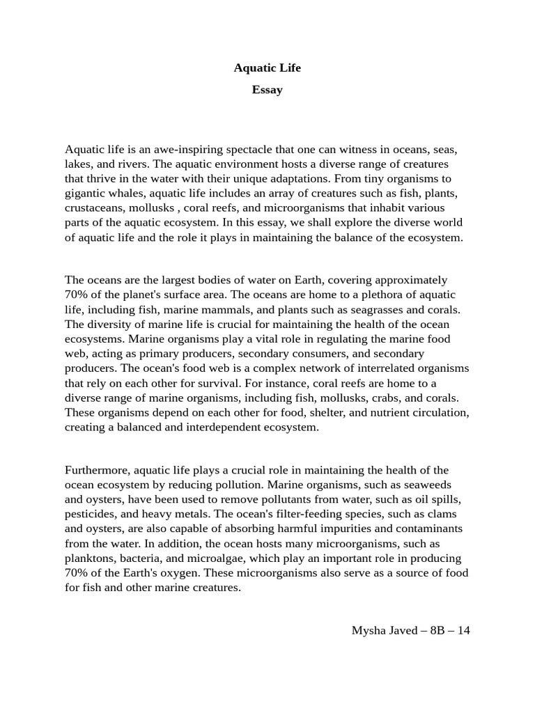Exploring Aquatic Life and Ecosystems | PDF