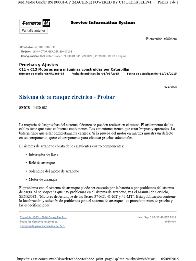 Sistema de Arranque Electrico - Probar | PDF