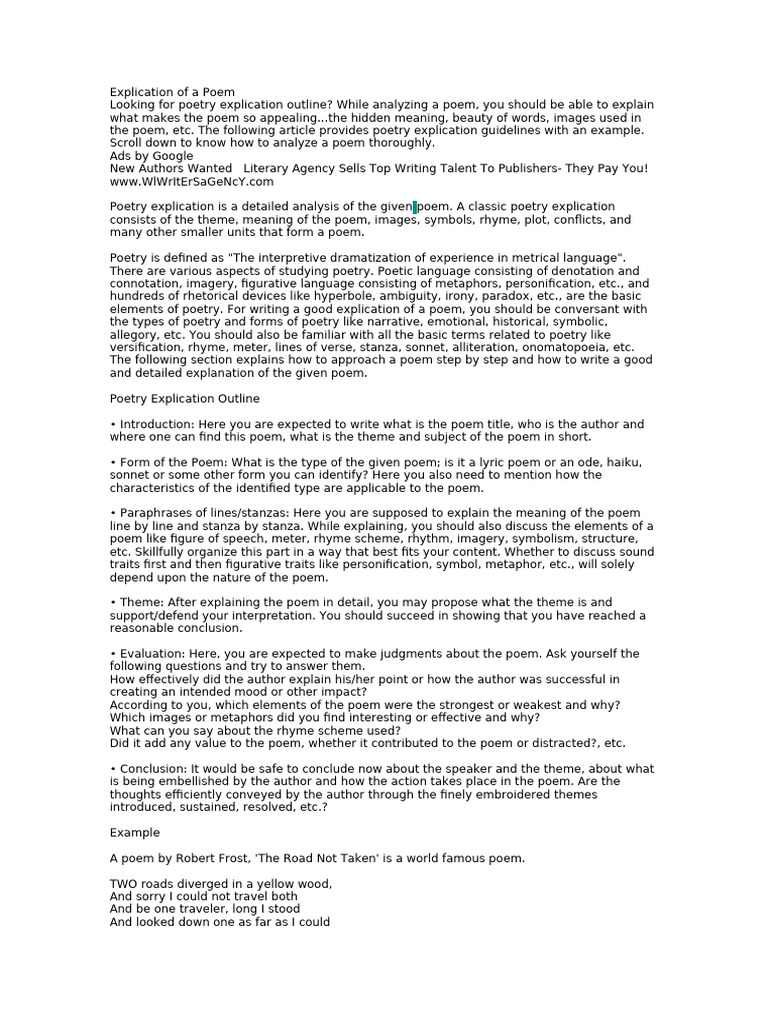 Guidelines for Poetry Explication | PDF | Poetry | Poetics