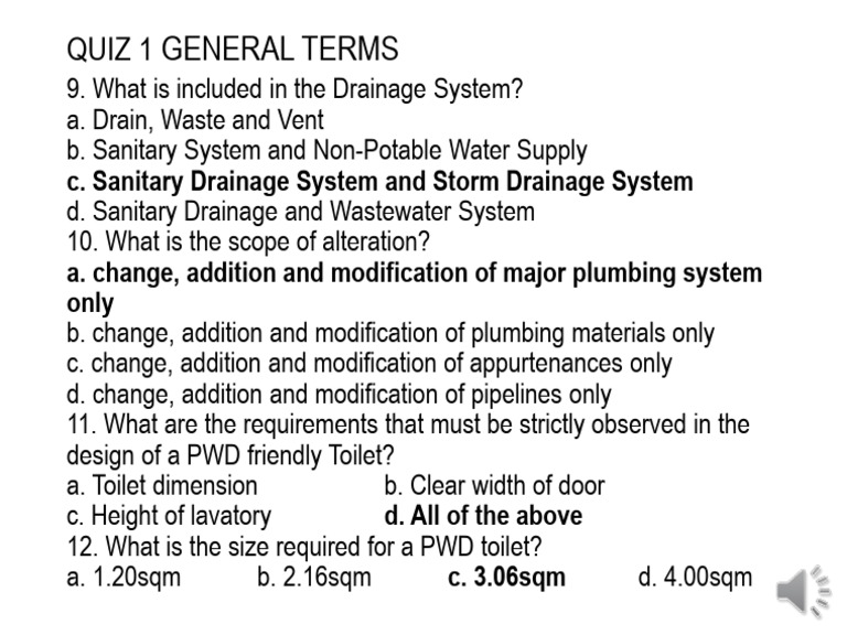 Plumbing Systems Quiz Questions | PDF