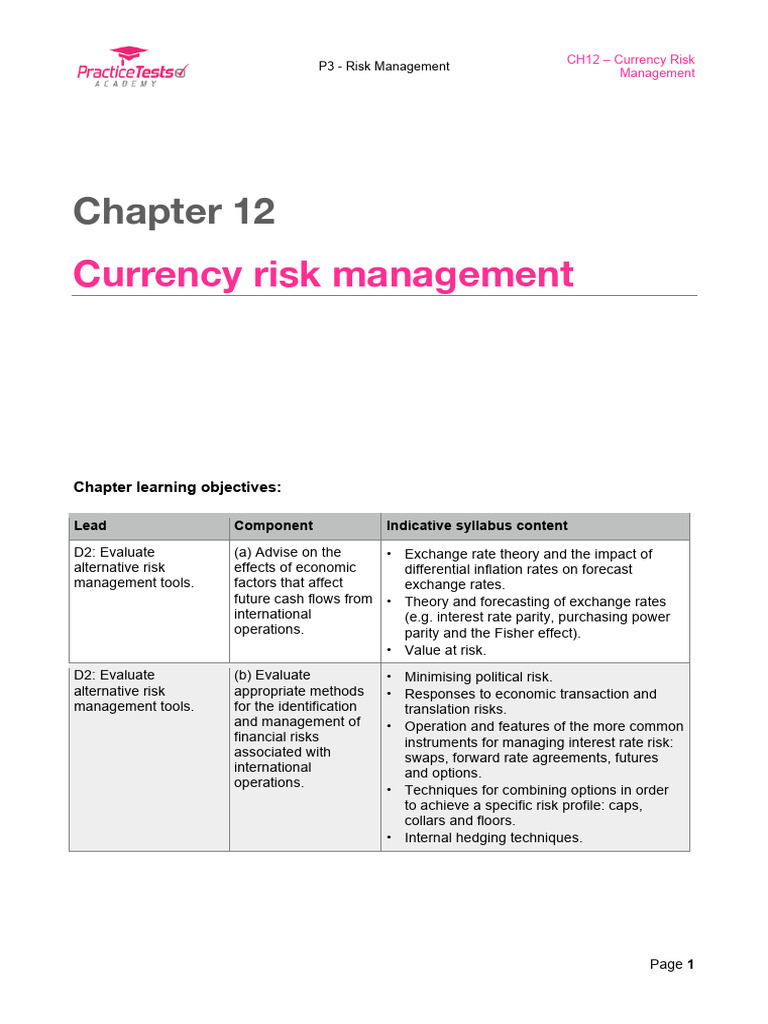 Currency Risk Management Strategies | PDF | Option (Finance) | Futures ...