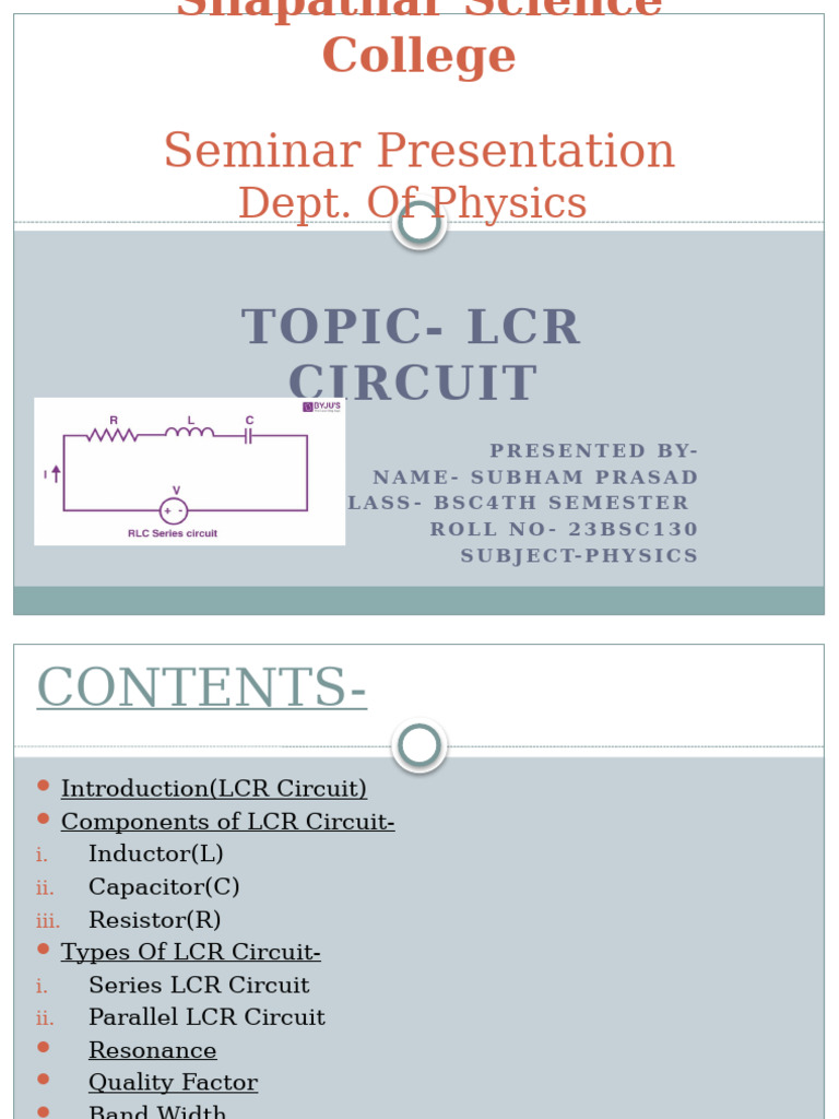 Understanding LCR Circuits: Types & Components | PDF