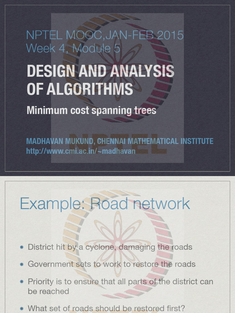 Nptel Week4 Module5 Spanning Trees | PDF | Algorithms And Data Structures | Computational ...