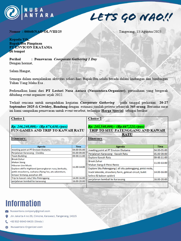 040-Penawaran 1 Day Ciwidey PT Envicon Ekatama - Sept 2025 | PDF