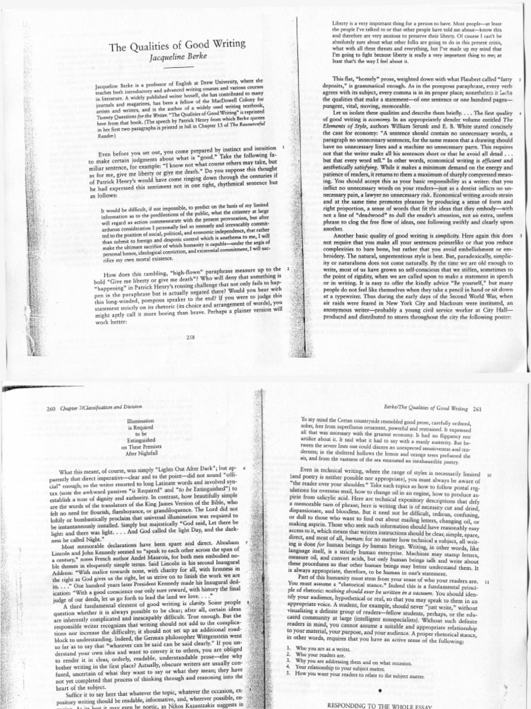 The Qualities of Good Writing Essay | PDF | Philosophy | Language Arts ...