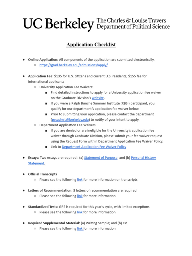 Admissions Application Checklist | PDF