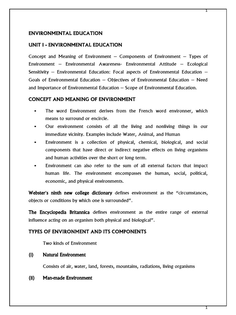 Understanding Environmental Education Concepts | PDF | Environmental ...