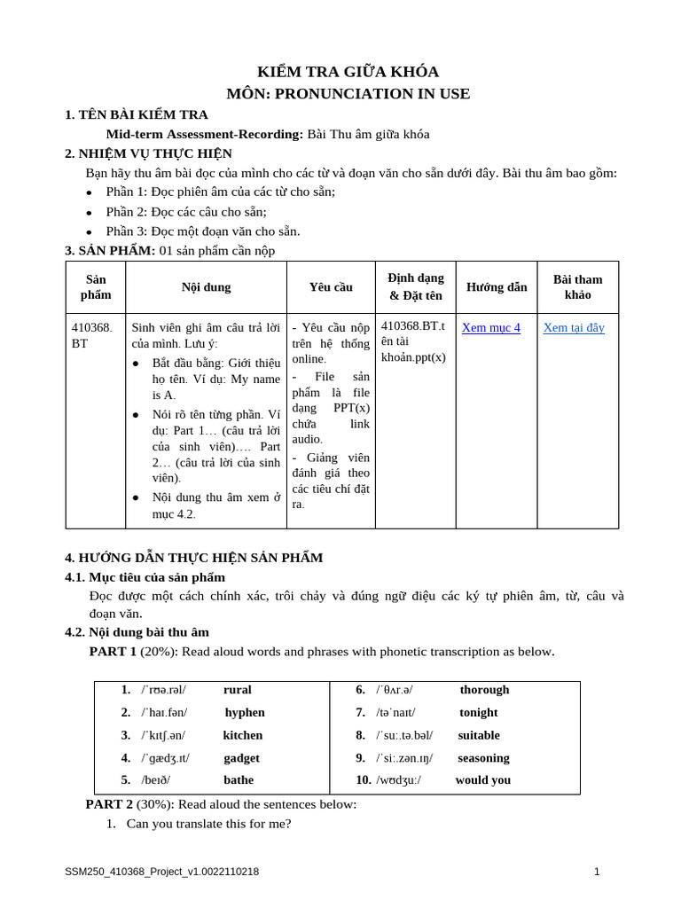 Pronunciation in Use - Đề Project | PDF
