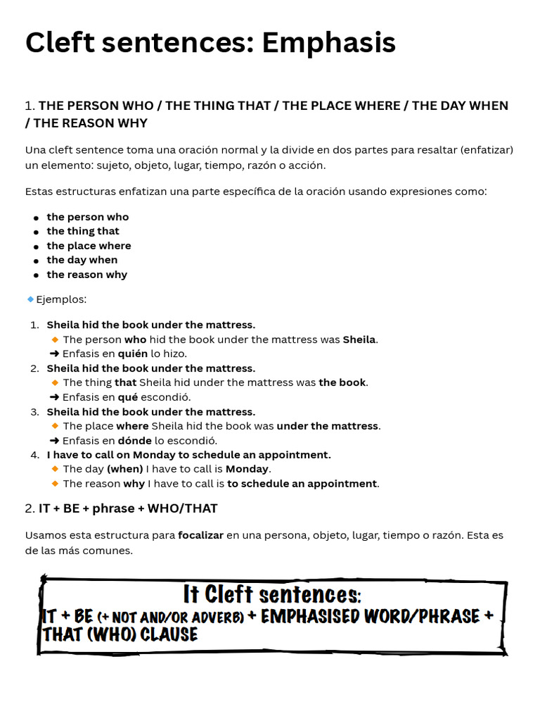 Emphasis in Cleft Sentences | PDF