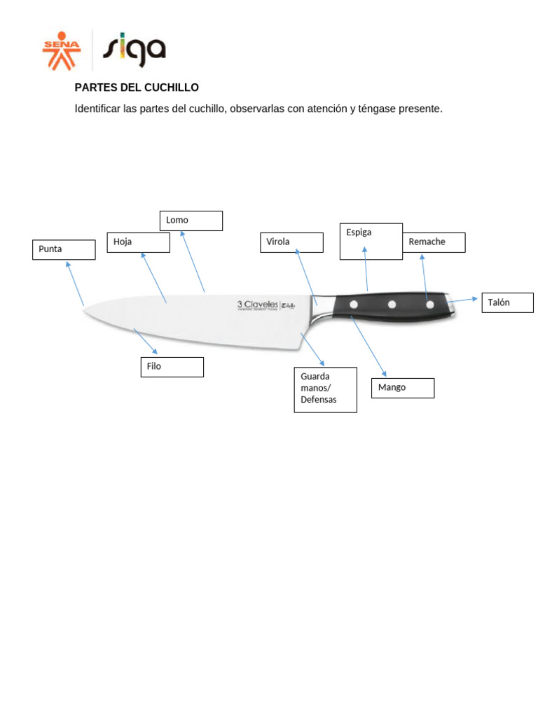 Partes y Tipos de Cuchillos de Cocina | PDF | Cuchillo | Alimentos