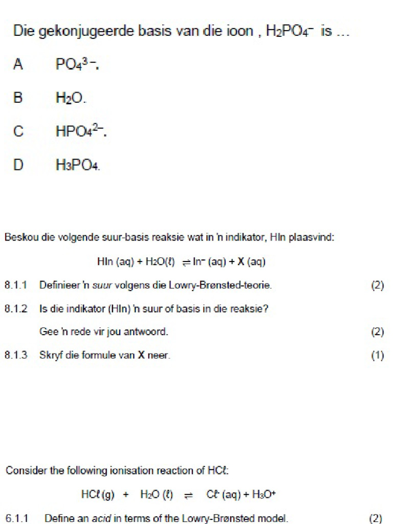 Physics Acid and Bases Test | PDF