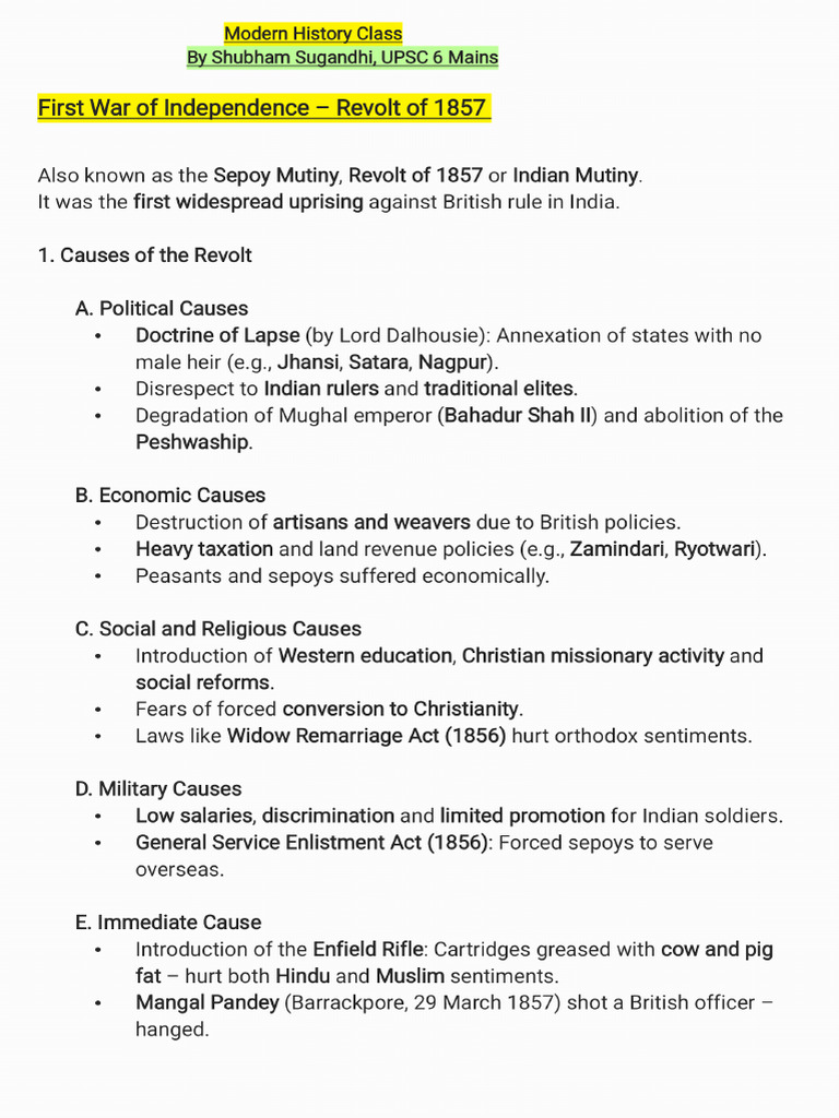 A Brief Overview of India from 1857 to Gandhiji's arrival | PDF