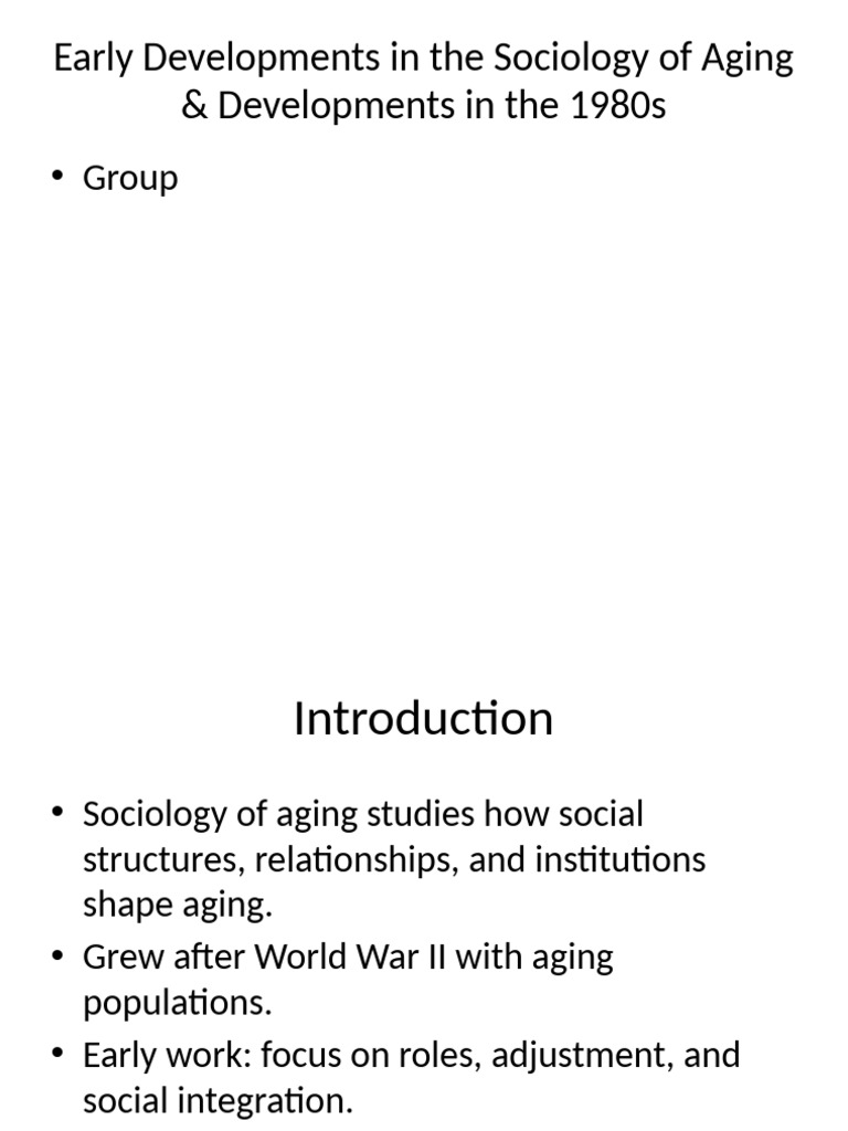 Sociology of Aging Presentation | PDF