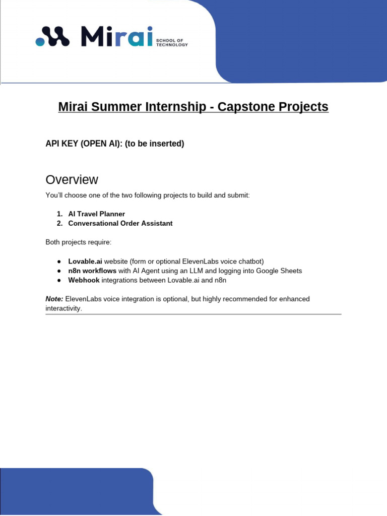 Mirai Summer Internship - Capstone Projects | PDF | Artificial Intelligence | Intelligence (AI ...