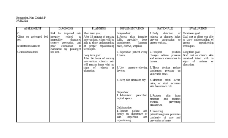 NCP for ICU Patient Skin Integrity | PDF | Diseases And Disorders ...