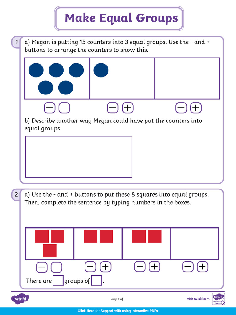 Interactive PDF: Equal Group Activities | PDF