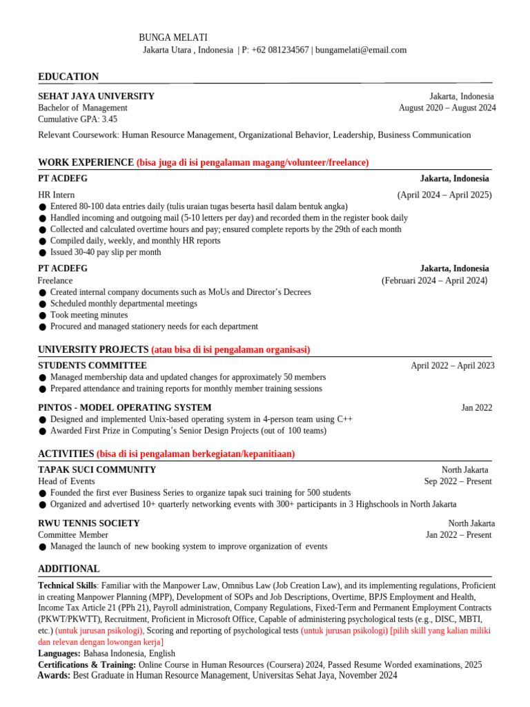 HR Management Graduate Resume | PDF | Business