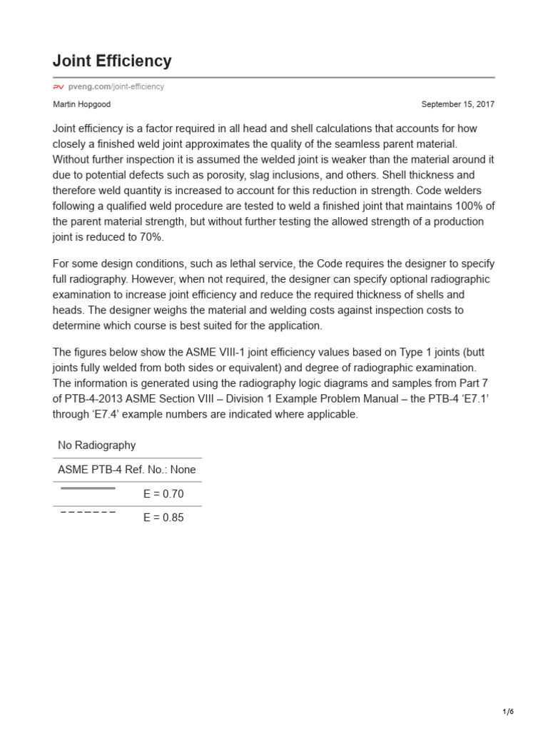 Joint Efficiency in Weld Design | PDF | Welding | Construction