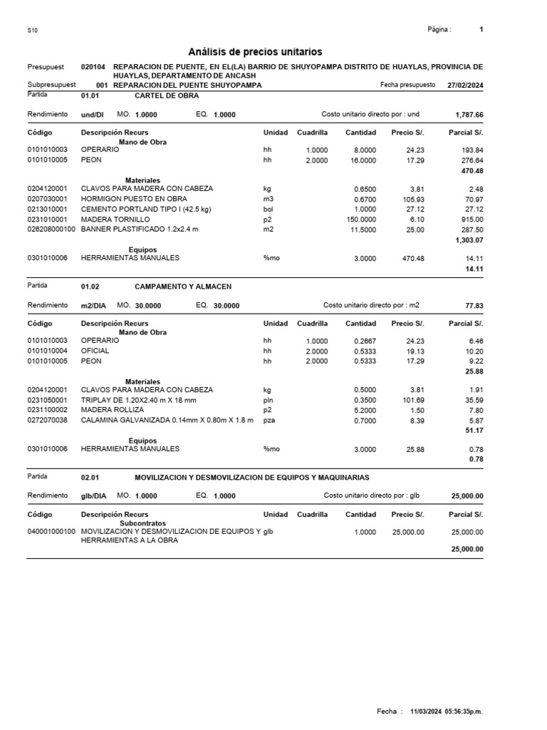 Acu Shuyo 2024 | PDF | Hormigón | Ingeniero civil