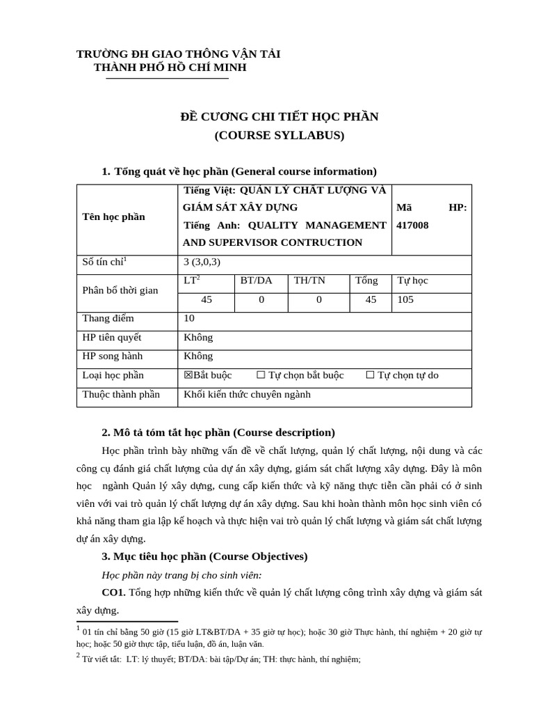 Quan Ly Chat Luong Va Giam Sat Xay Dung | PDF