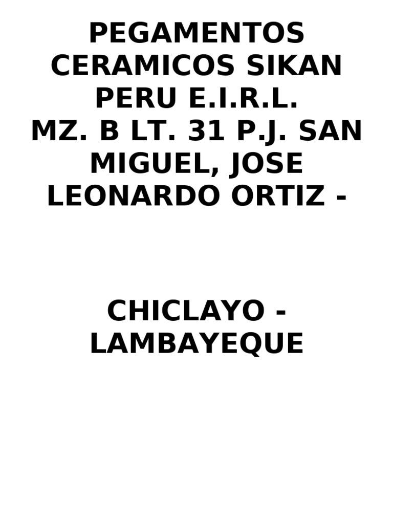 Pegamentos Ceramicos Sikan Peru Eirl | PDF