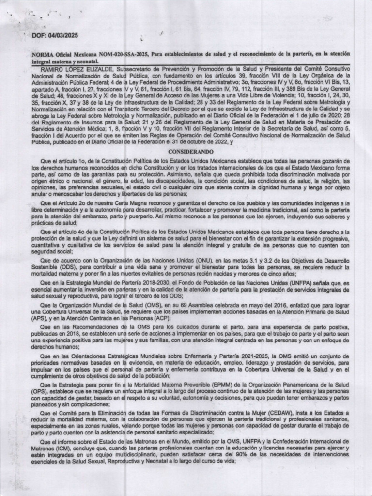 Norma Oficial Mexicana NOM-020-SSA-2025 | PDF