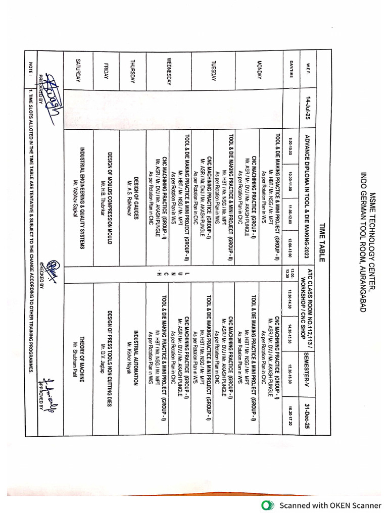 5th Sem Timetable | PDF