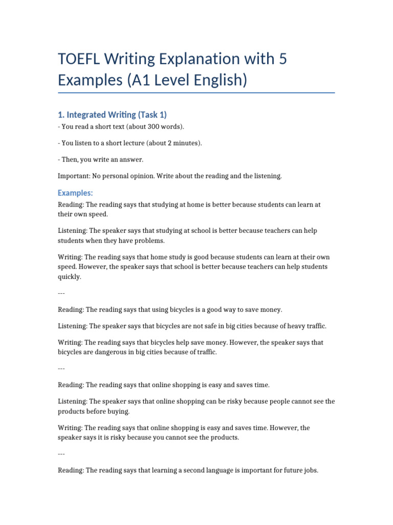 TOEFL Writing 5 Examples | PDF