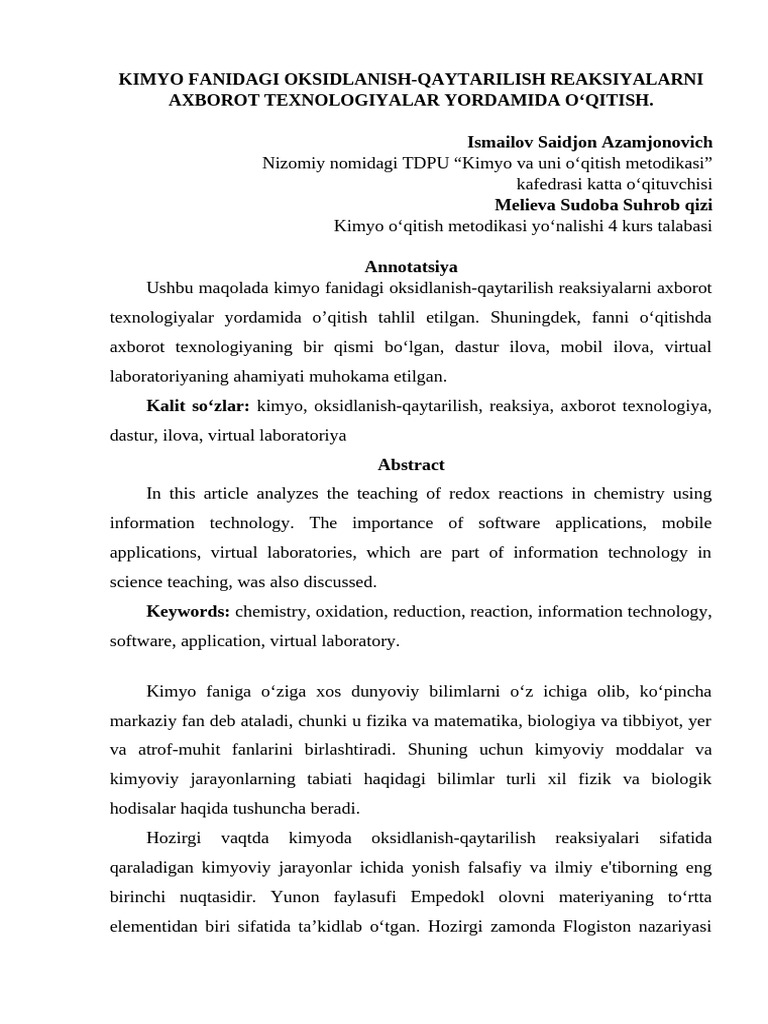 Ismoilov S. | PDF