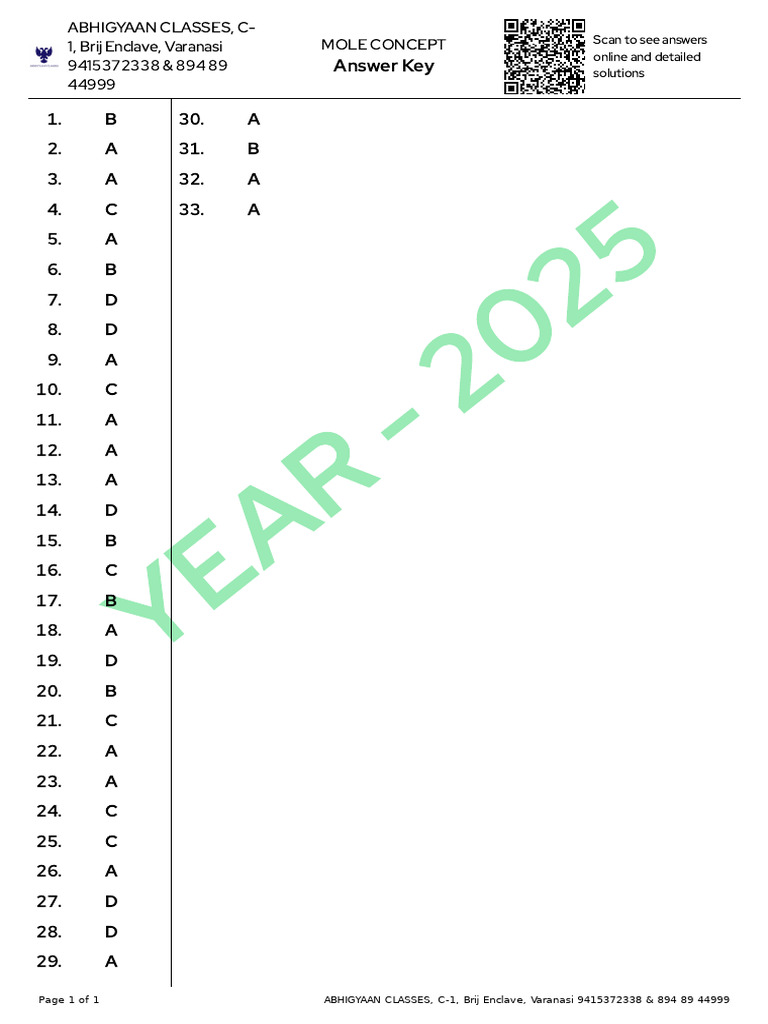 Ix Upsid Mole Concept 120125 Ans | PDF