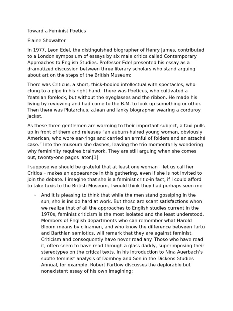 Towards A Feminist Poetics | PDF | Feminism | Gender Studies