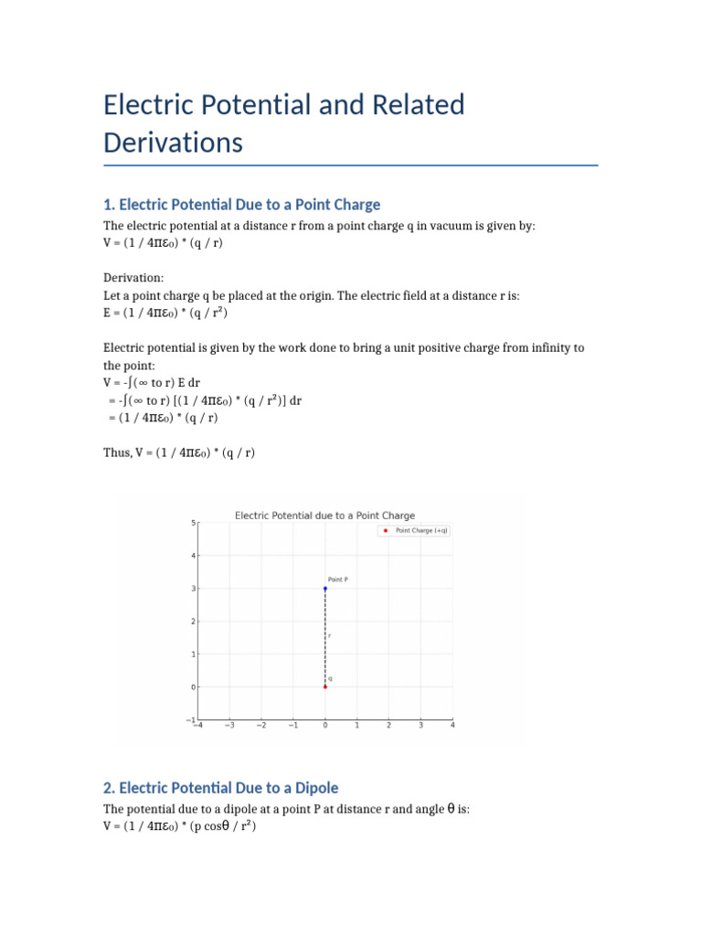 Electric Potential Derivations Explained | PDF