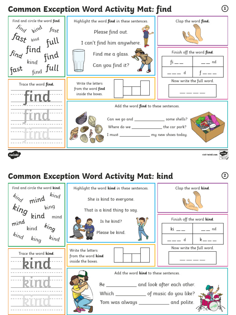 Year 2 Common Exception Word Activity Mat Pack 5 | PDF