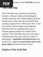 Cold War Overview: Causes and Effects | PDF