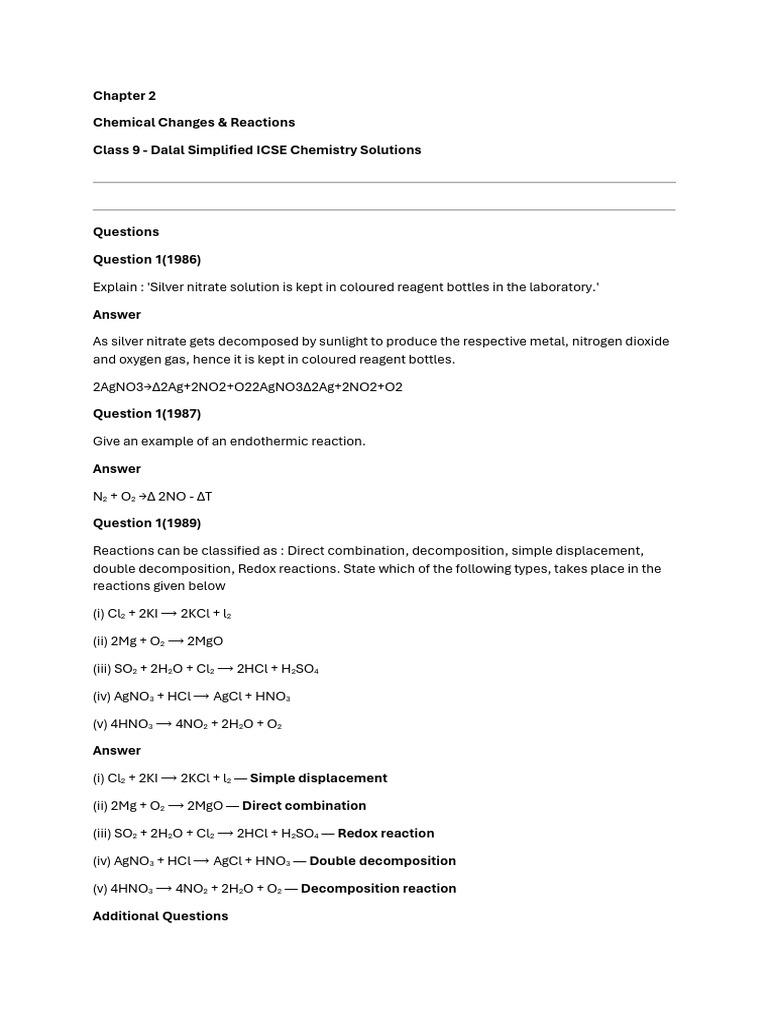 Chapter 2 Chemistry | PDF | Chemical Reactions | Salt (Chemistry)