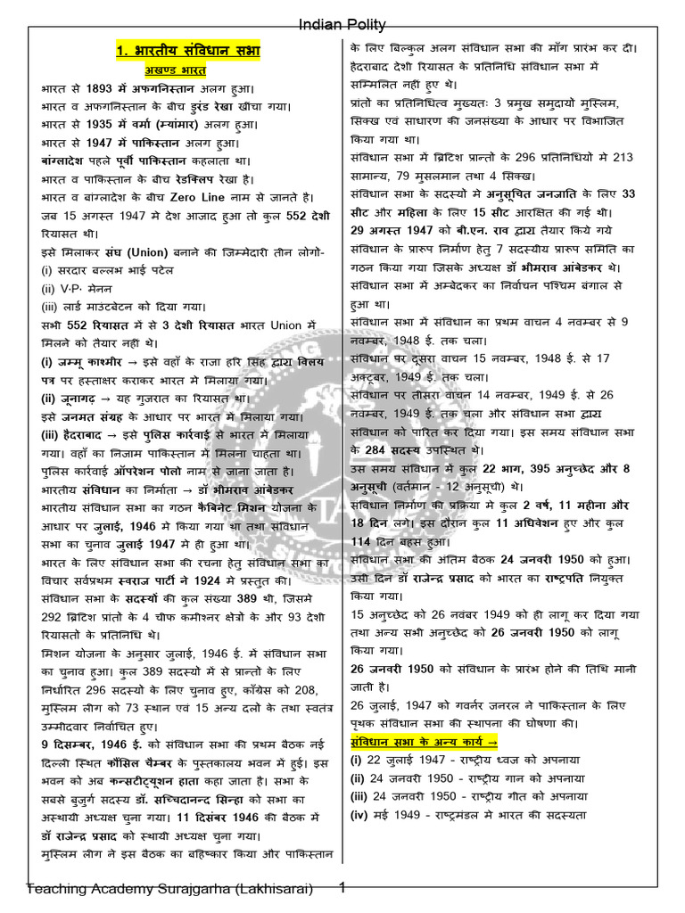 Indian Polity All Chapter F | PDF