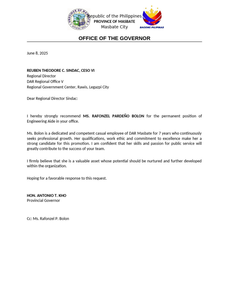 Reco Letter Rafonzel | PDF
