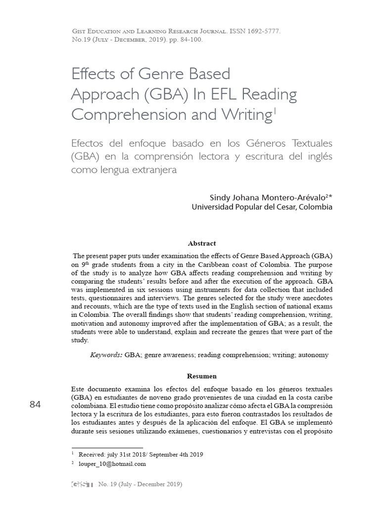Johana, Sindy. (2019) - Effects of Genre Based Approach (GBA) in EFL ...