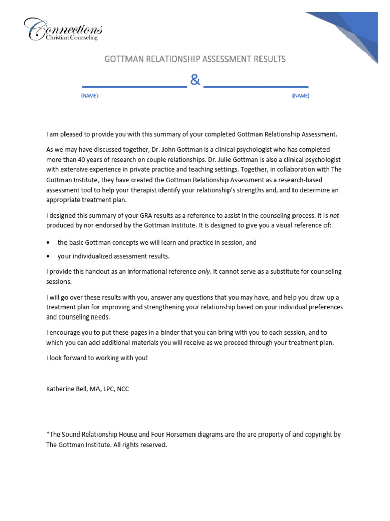 Gottman Relationship Assessment Summary | PDF | Mental Health | Emotions